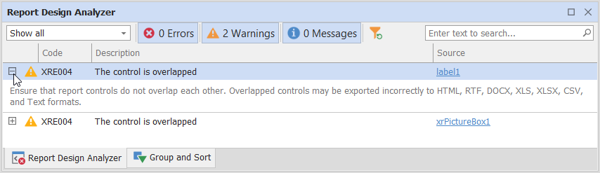 Berichtsentwurfs-Analyzer | DevExpress End-User Documentation